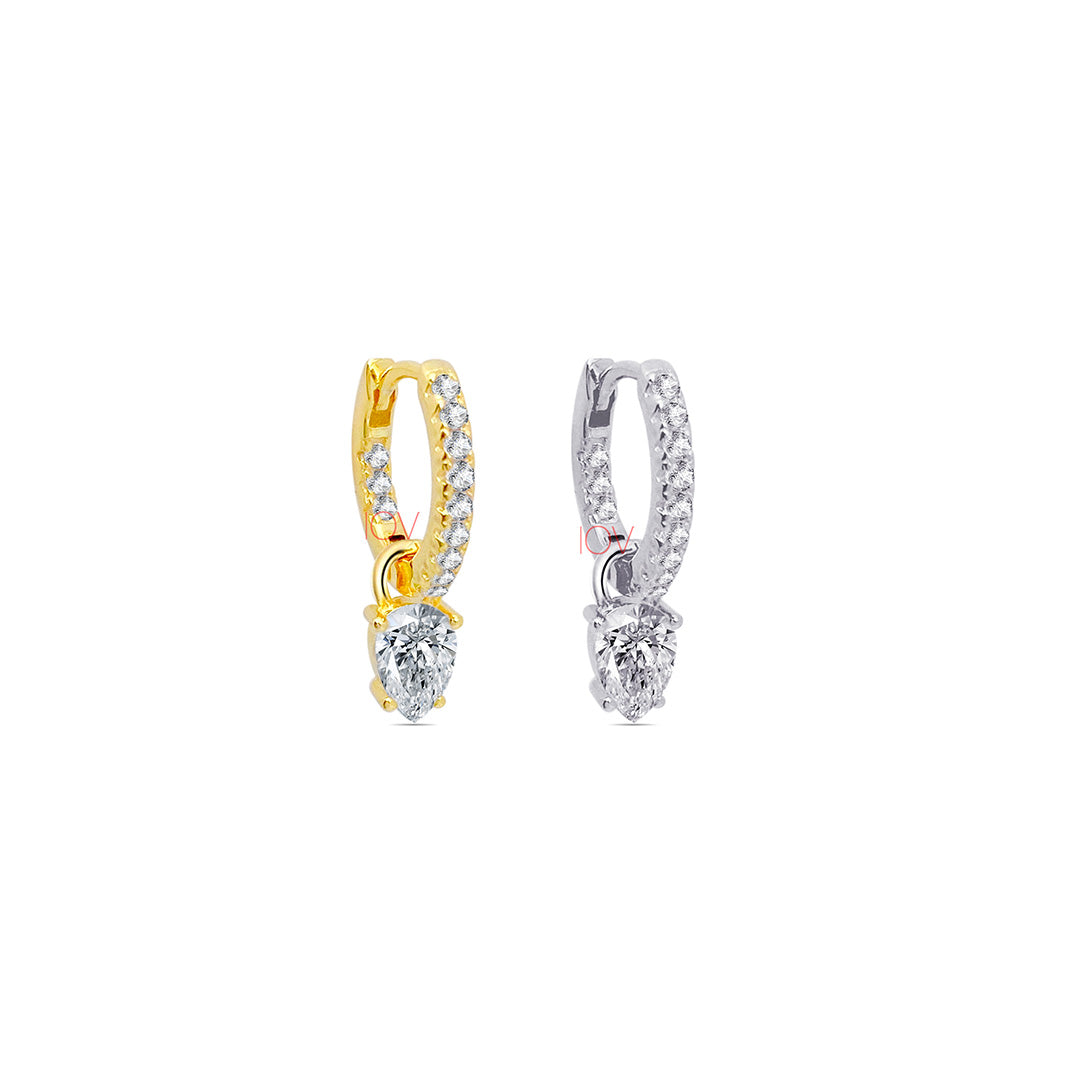 hoop earrings with removable pear shaped stone. – IOV